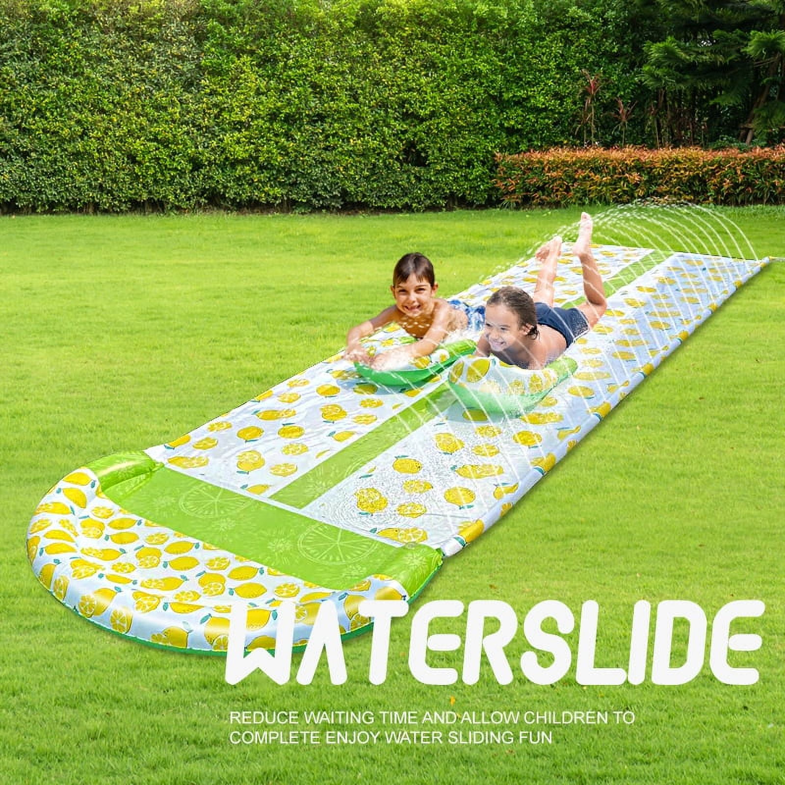 15.7 FT Double Lawn Slide Water Spraying Slip and Slide, Giant Backyard ...