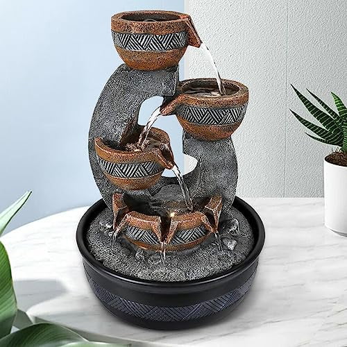 15.7''H Relaxation Desktop Waterfall Fountain Decor Portable Tabletop ...
