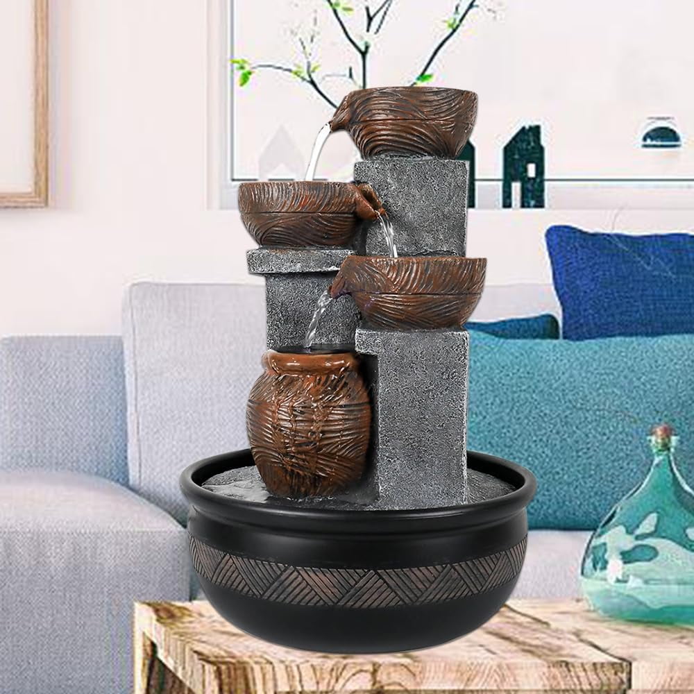 15.7''H Relaxation Desktop Waterfall Fountain Decor Portable Tabletop ...