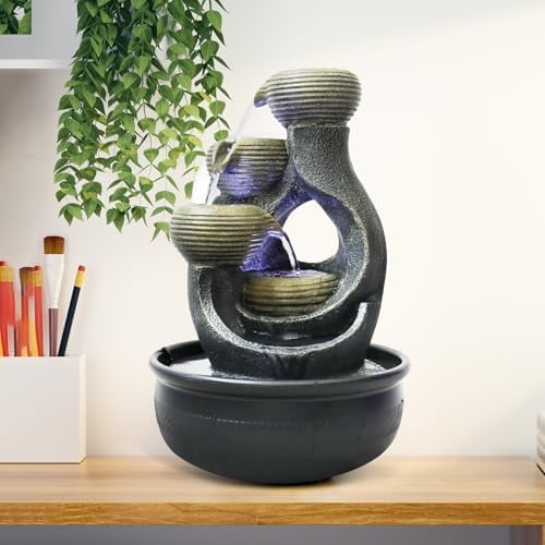 15.7''H Relaxation Indoor Desktop Waterfall Fountain Decor Portable ...