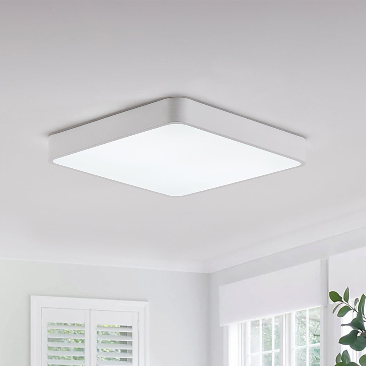 15.7 Inch Modern Square LED Ceiling Light, 36W Cold White Light Semi ...
