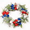 15.7 Inch Patriotic Tulip Wreath, Red White Blue Fabric Flower Wreath ...