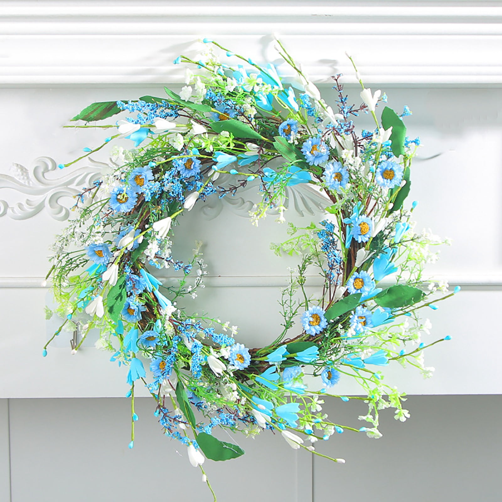 15.7 Inch Spring Summer berry wreath Artificial Daisy Front Door Wreath ...