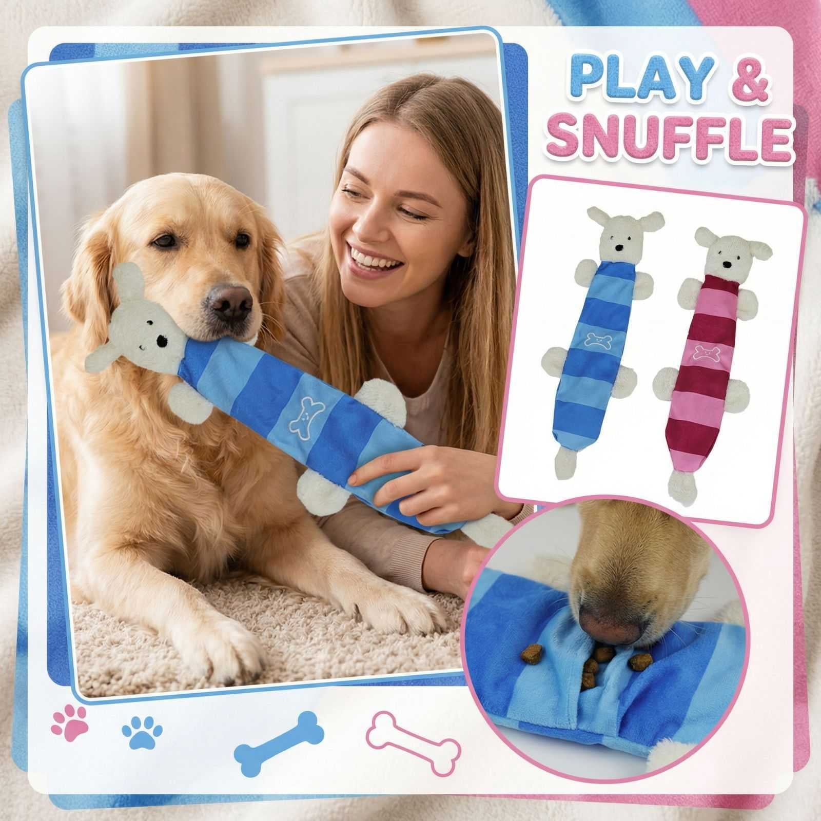 15.7" Interactive Dog Toy Plush Squeaky Hide Food Puzzle Snuffle Toy ...