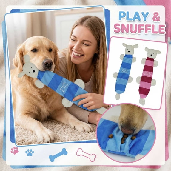 15.7" Interactive Dog Toy Plush Squeaky Hide Food Puzzle Snuffle Toy ...