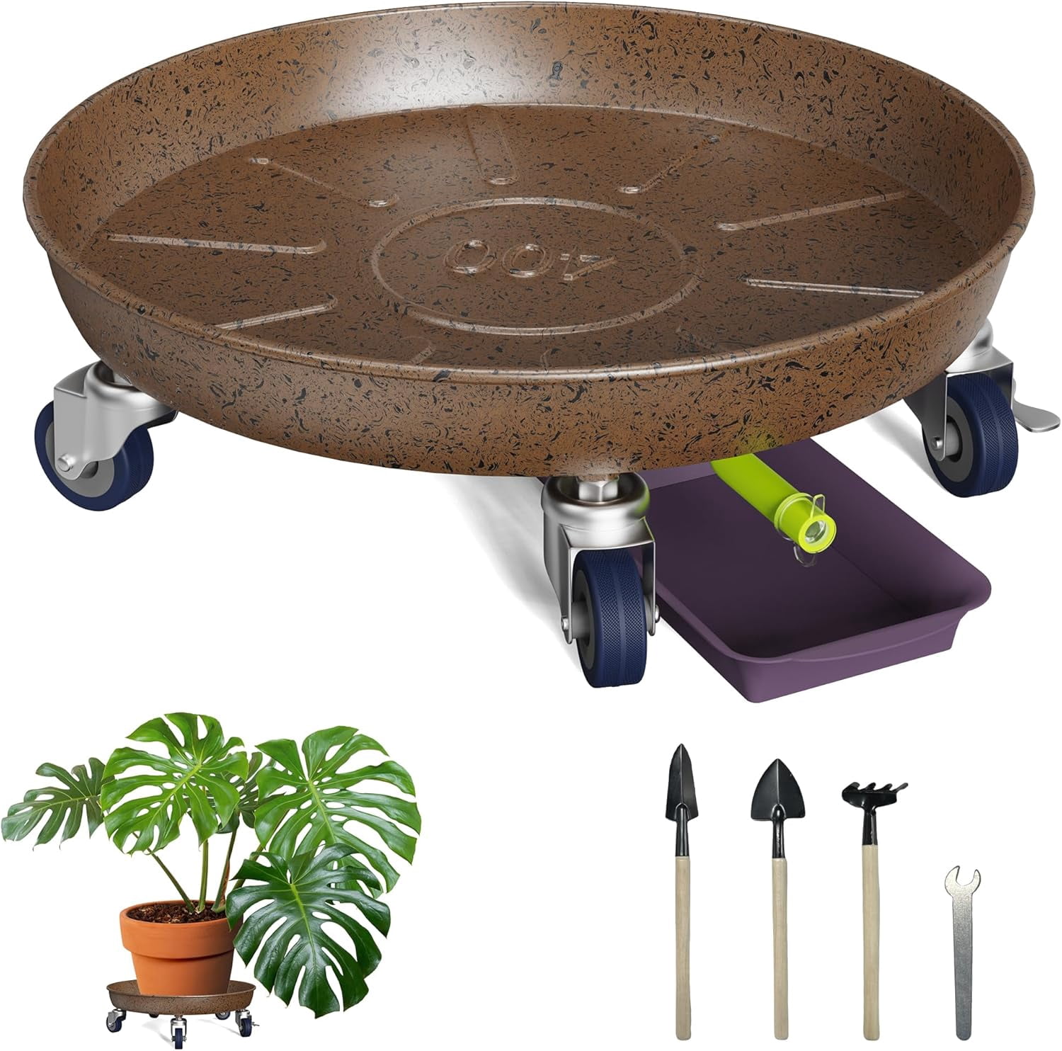 15.7" Metal Plant Caddy, Heavy Duty Planter Pot Mover with Iron ...