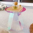 15.7” Round Iridescent Side Table Fully Assembled Colorful End Table ...