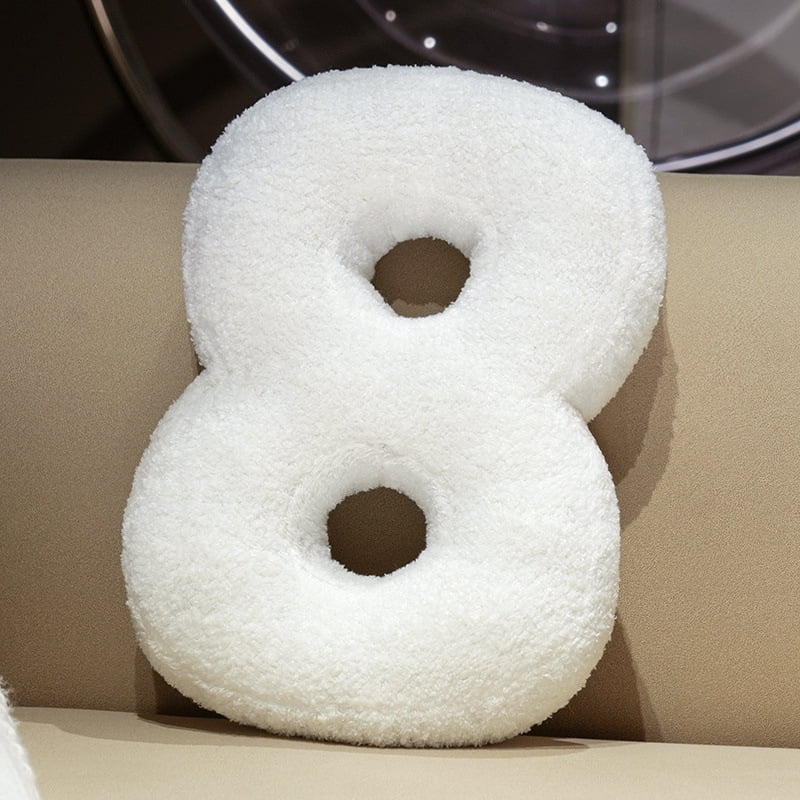 15.7" Soft Velvet White Digital Pillow Digital 0 to 9 Decorative Throw ...