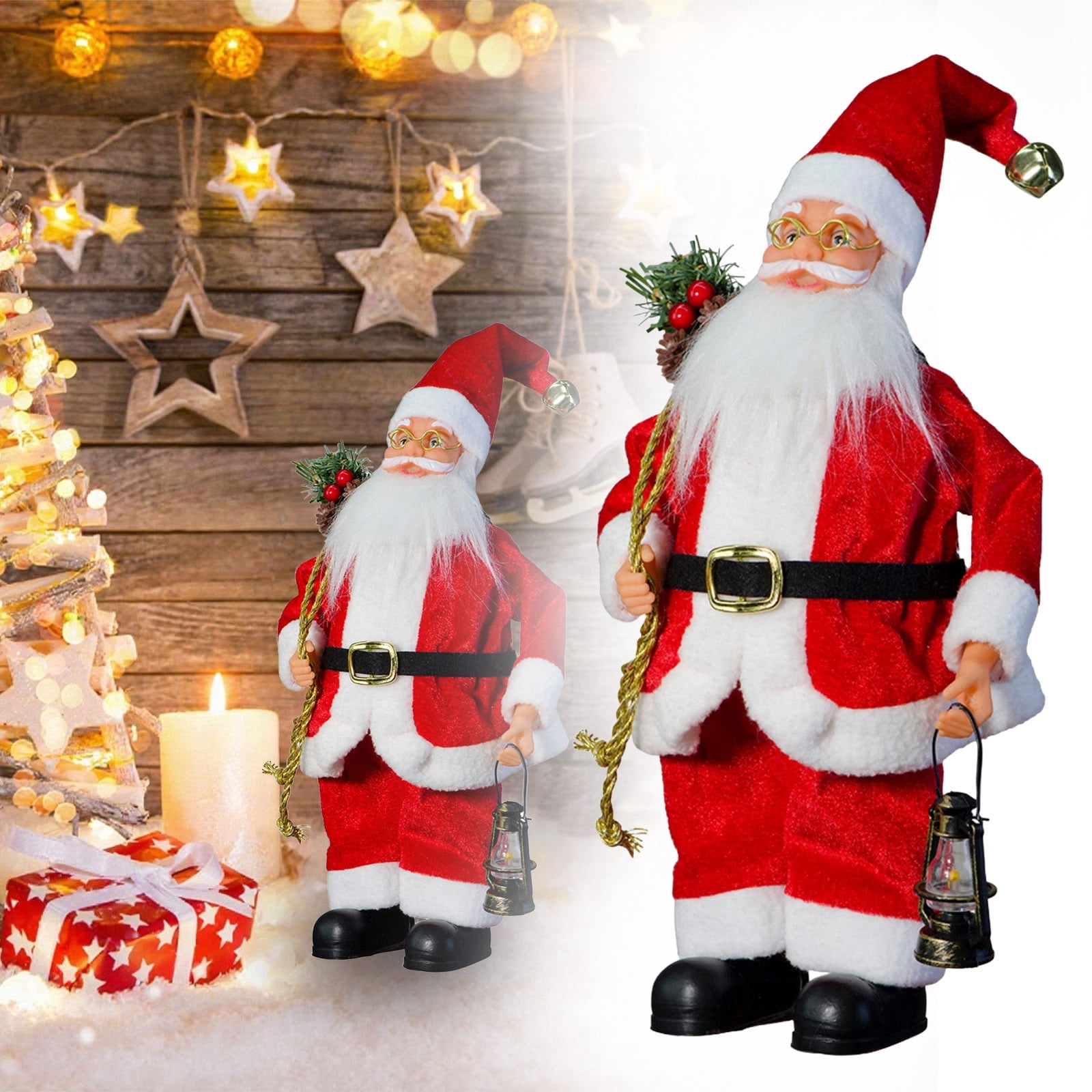 15.7 inch Standing Santa Figurine, Traditional Christmas Decoration ...