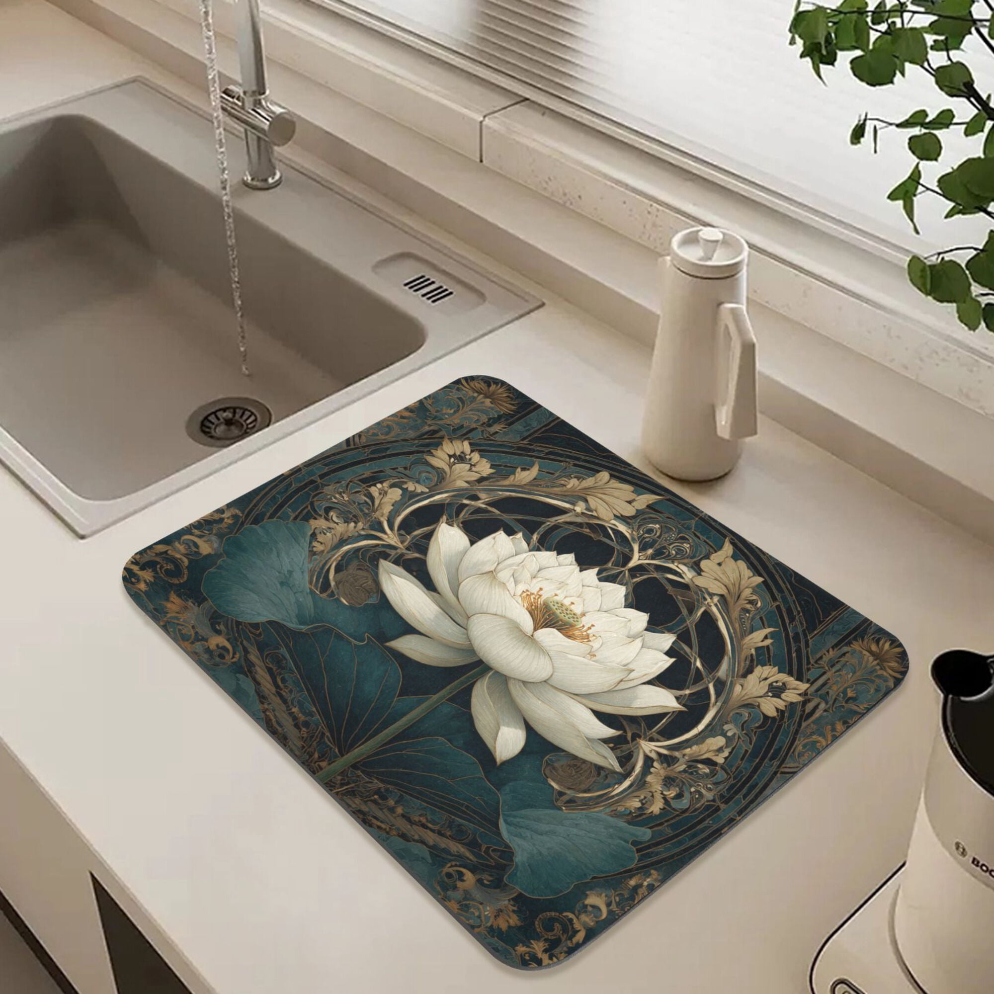 15.7" x 11.8"Diatomaceous Earth Dish Drying Mat Super Absorbent Non ...