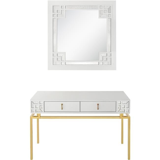 15.7 x 47.2 x 29.5 in. Dynasty Wall Mirror & Console Table Set, White ...