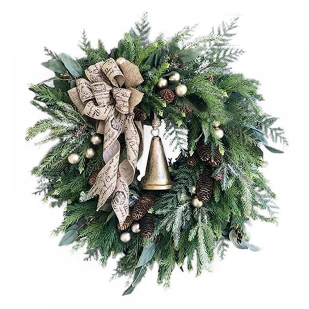 15.74" Fir Pine Spruce Decorative Wreath With Bows And Pine Cones ...