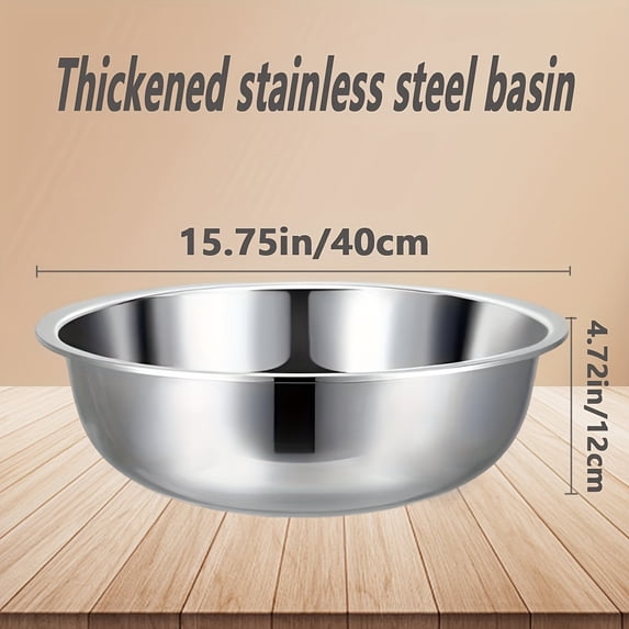 15.74 Inch Heavy-Duty 304 Stainless Steel Mixing Bowl, Rustproof ...