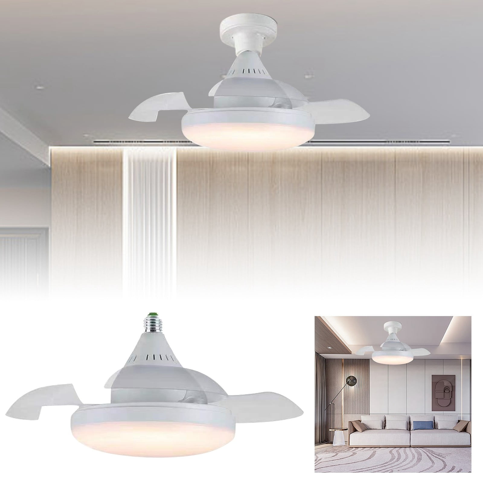 15.74 Inch Retractable Ceiling Fans with Lights and Remote Control ...