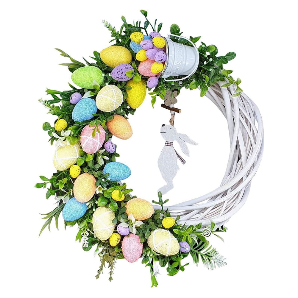 15.74 inch Easter Wreath, Artificial Easter Egg Wreath for Front Door ...