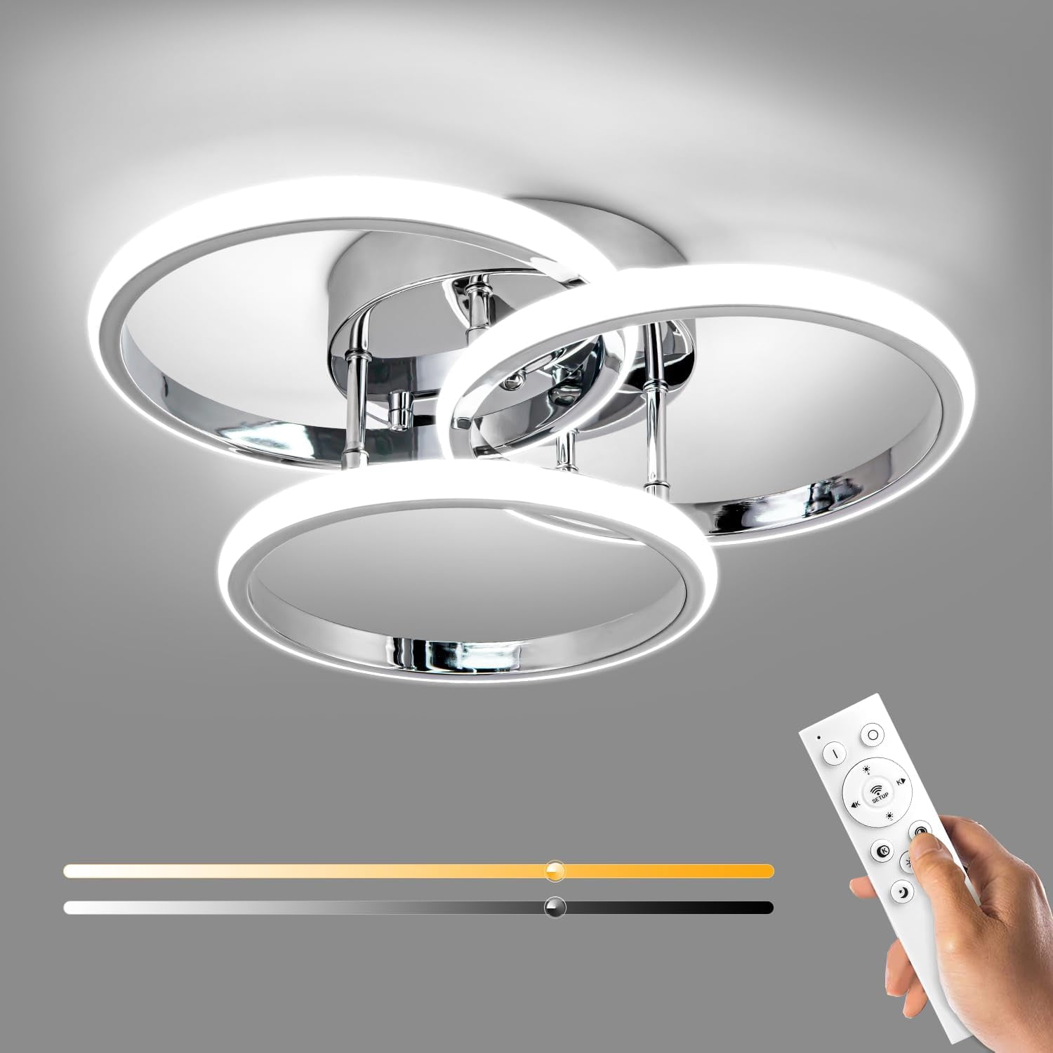 15.74IN Dimmable LED Modern Flush Mount Ceiling Light Fixture with ...
