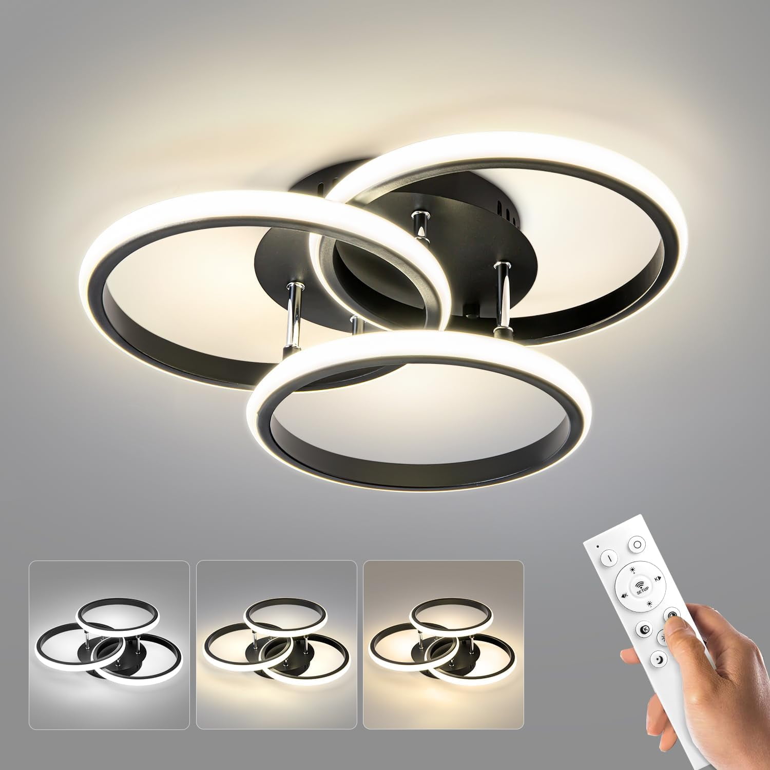 15.74in Dimmable LED Modern Flush Mount Ceiling Light Fixture with ...