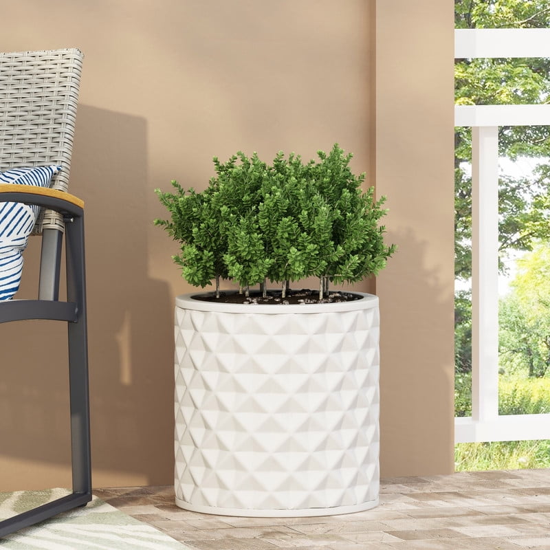 15.75" Antique White Magnesium Oxide Planter - Plant Pot for Garden ...