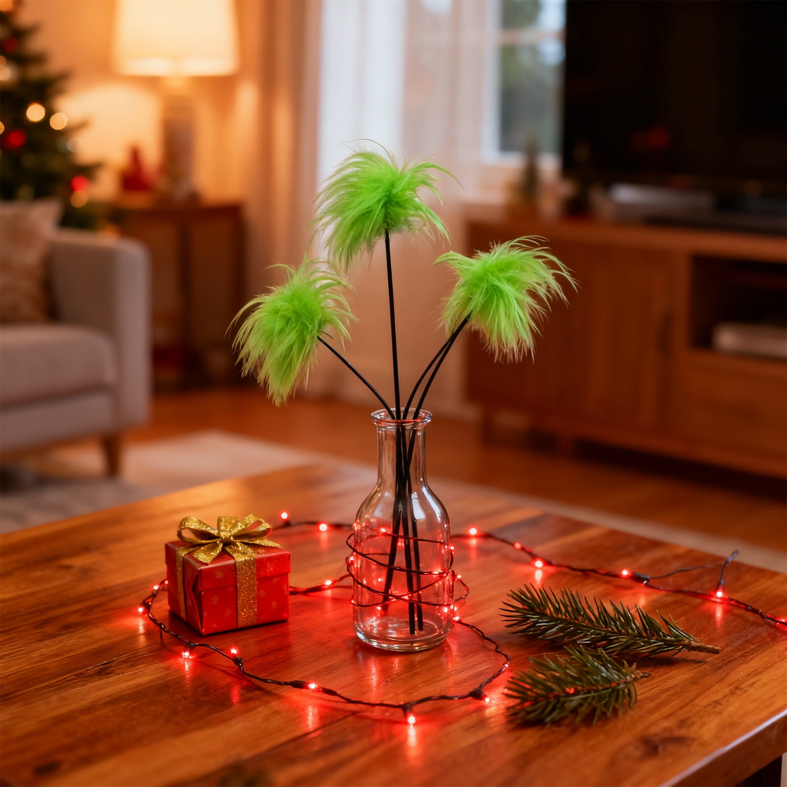 15.75 Inch Christmas Tree Picks, 1 PCS Lime Green Furry Stems.Flexible ...