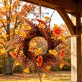 15.75 Inch Orange Fern Artificial Fall Front Door Wreath, Weather ...