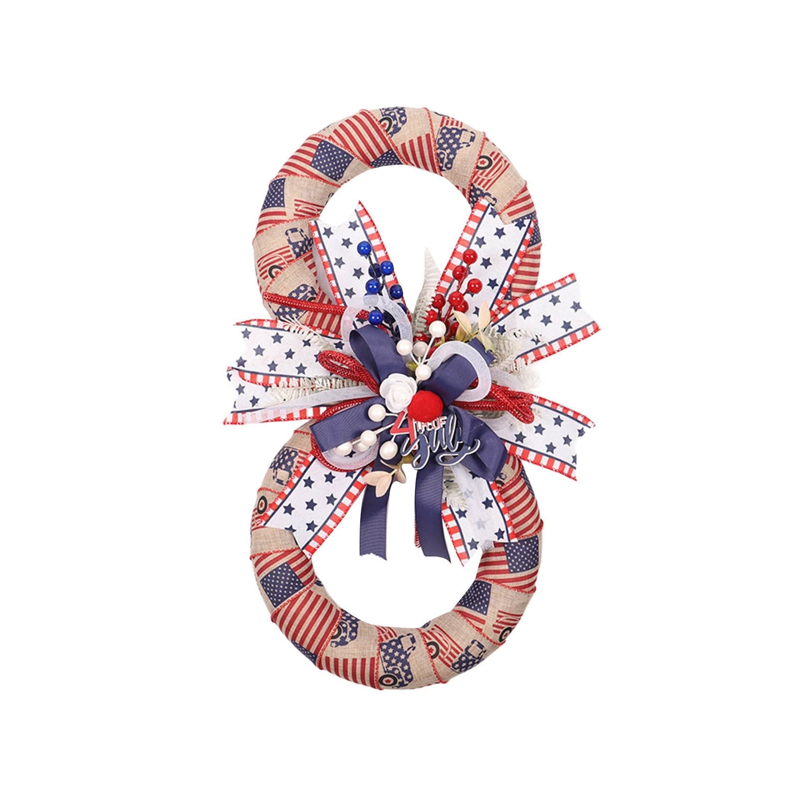 15.75 Inch Patriotic Wreath For Front Door Fourth Of July Independence ...