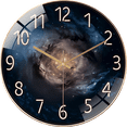 15.75 Inch Round Galaxy - Themed Glass Wall Clock, Luminous Numbers ...