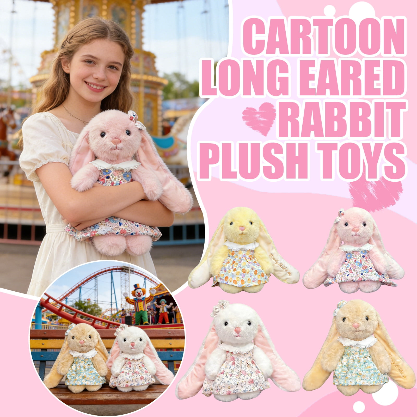15.75-Inch Soft Little Rabbit Plush Toy Exquisitely Dressed Long Eared ...