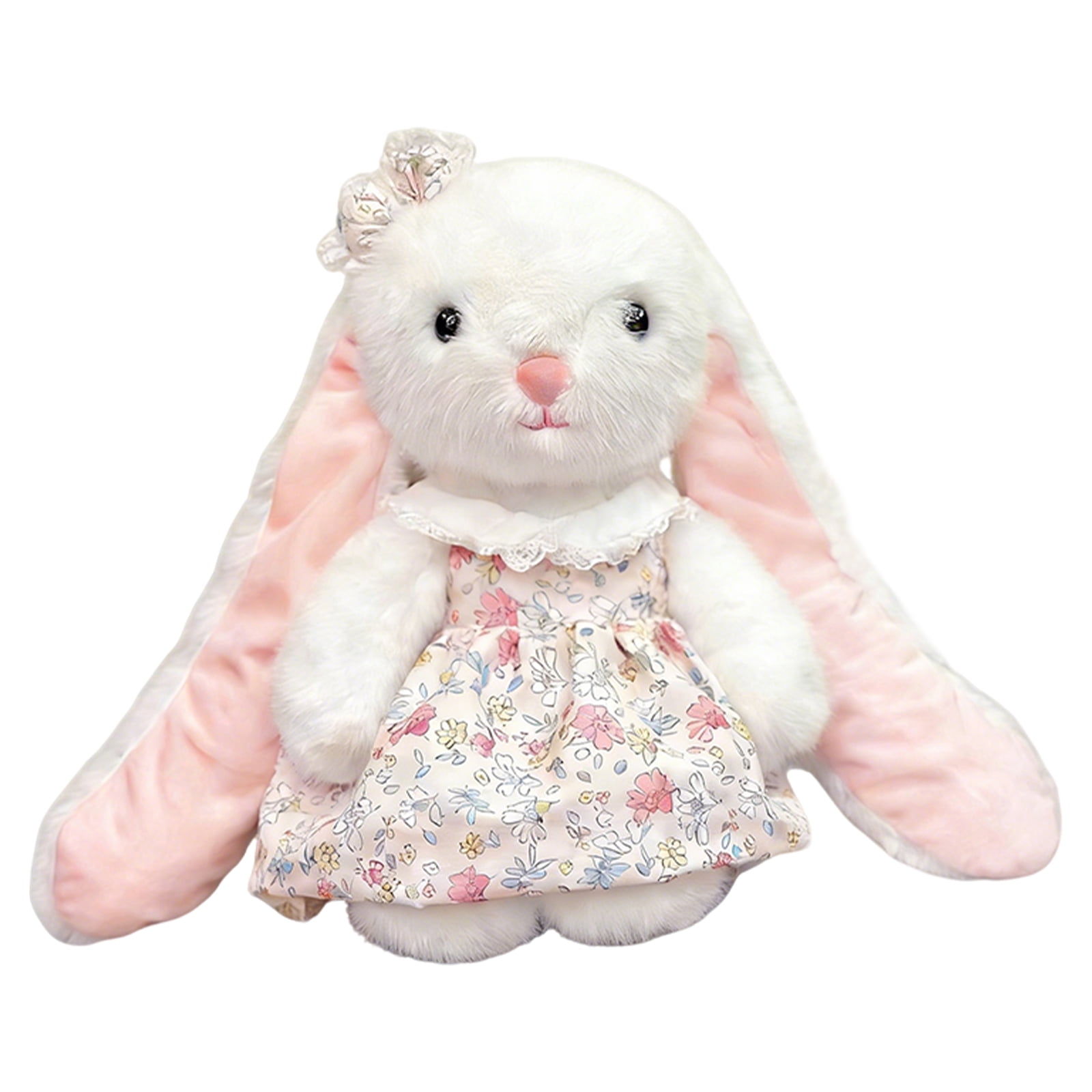 15.75-Inch Soft Yellow Floral Bunny Plush Toy Exquisitely Dressed Long ...