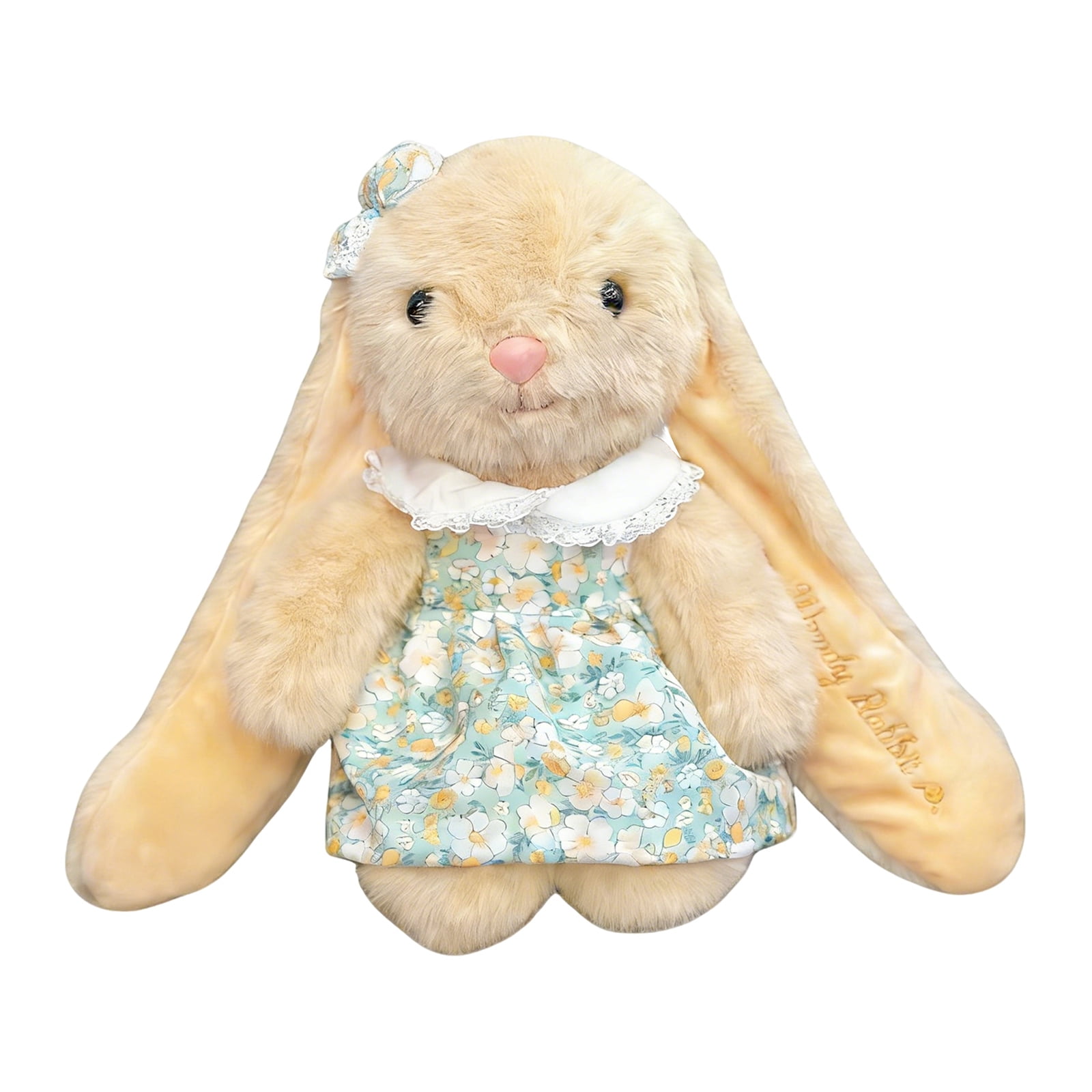 15.75-Inch Soft Yellow Floral Plush Toy Exquisitely Dressed Long Eared ...