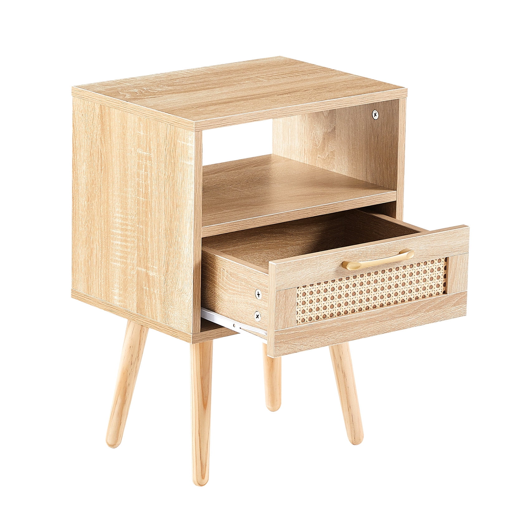 15.75" Rattan Side Table with Drawer / Easy to Assemble and Clean ...