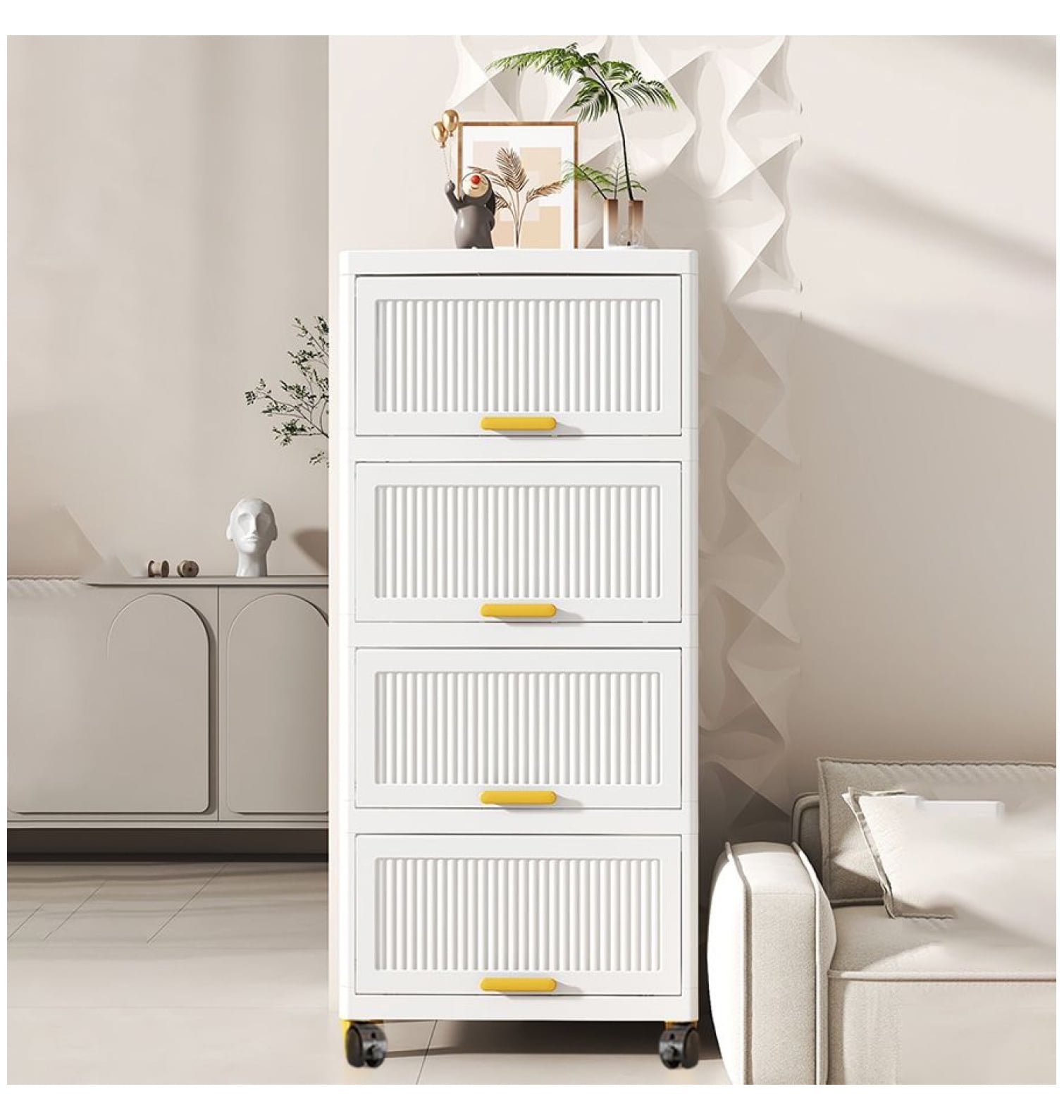 15.75" Side Wide 4-Layers Open Storage Box With Wheels, Movable Storage ...