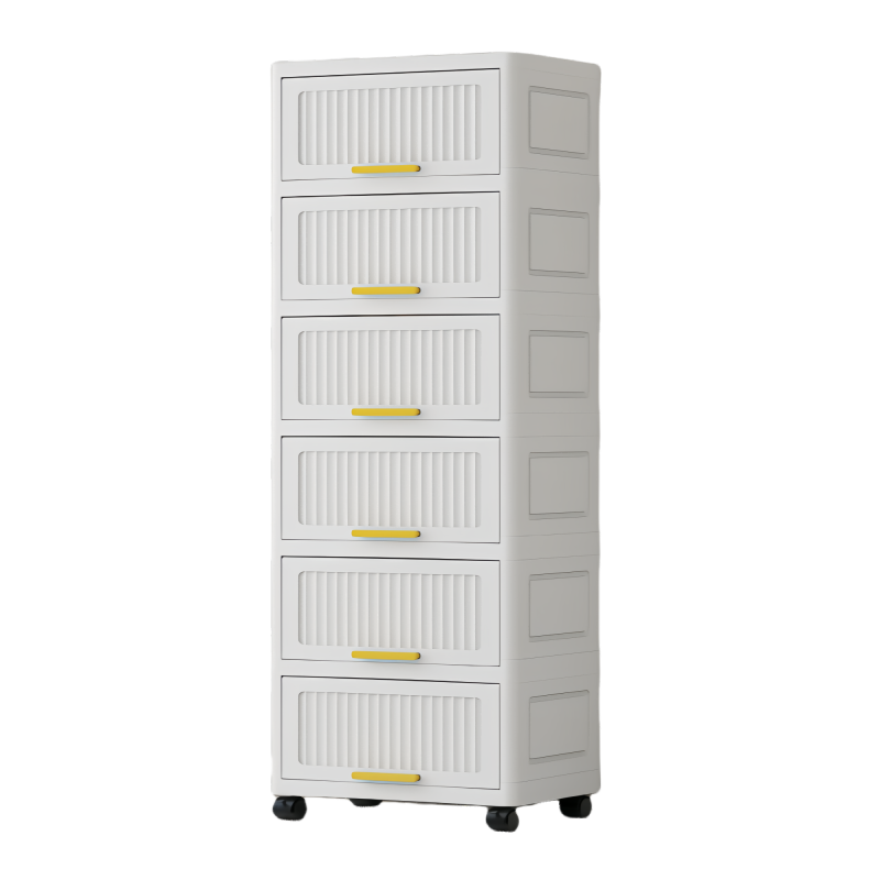 15.75" Side Wide 6-Layers Flip Open Storage Box With Wheels, Movable ...