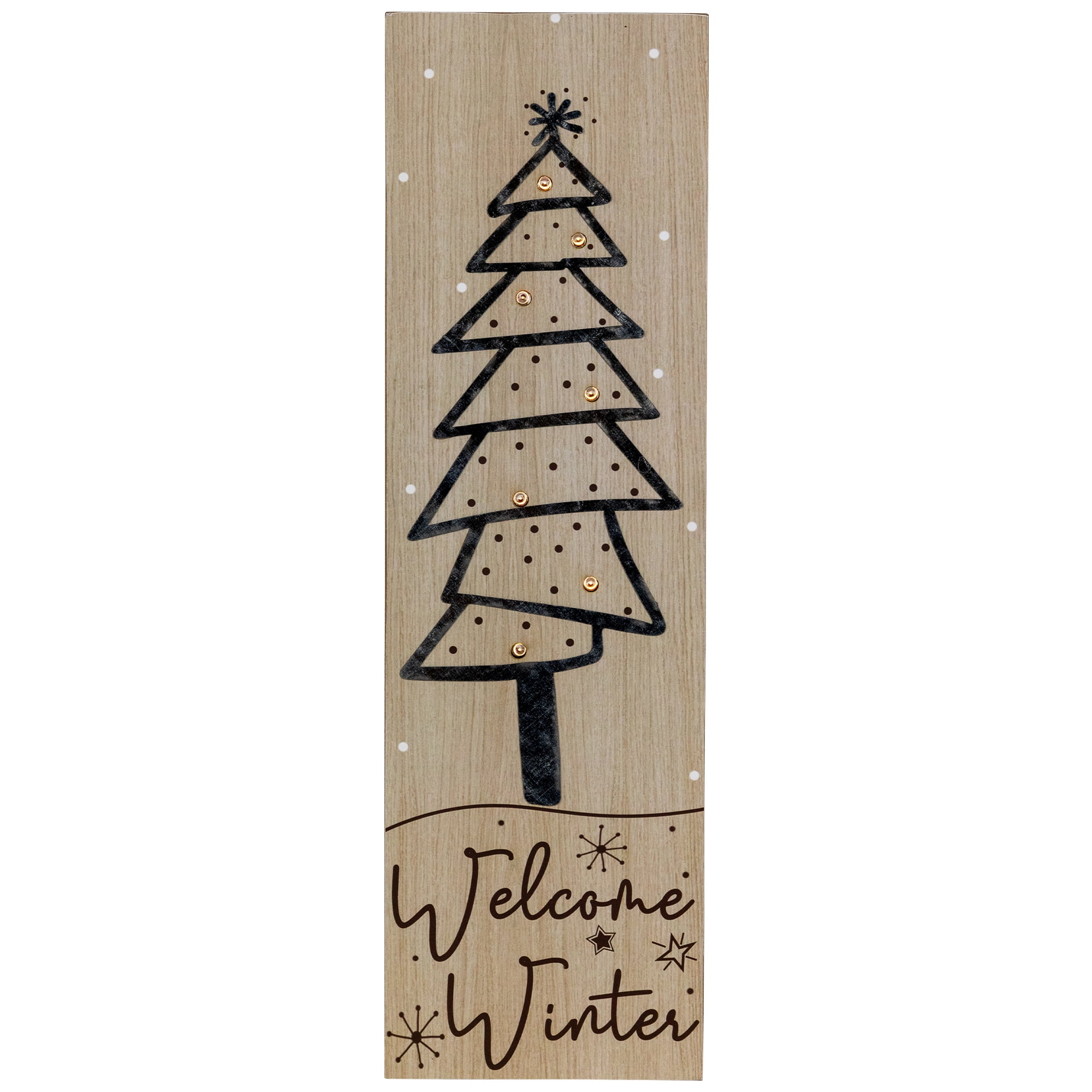 Northlight Rectangular "Welcome Winter" Christmas Tree Wooden Wall Sign ...
