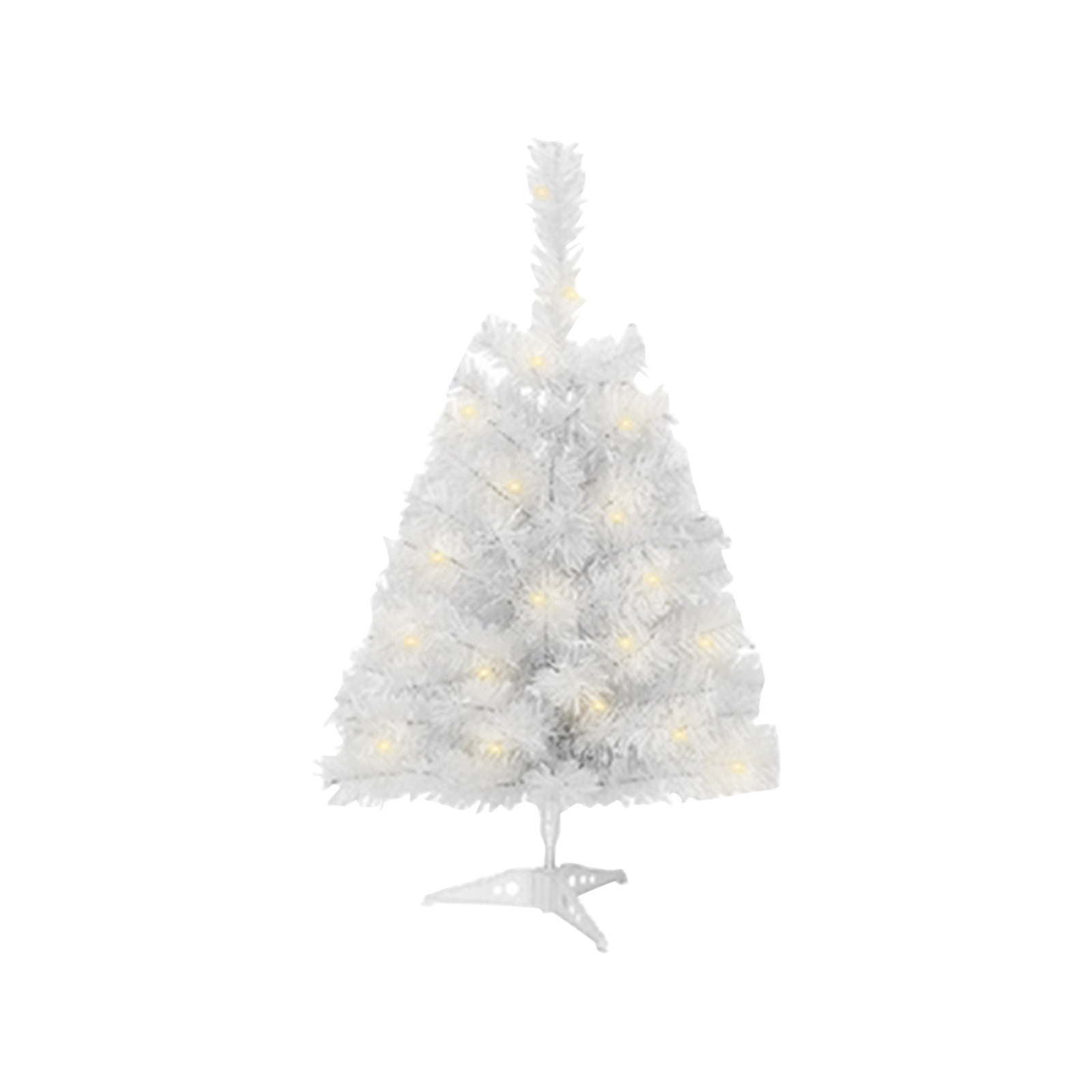 15.75" White PVC Artificial Christmas Tree, Encrypted Full Branches ...