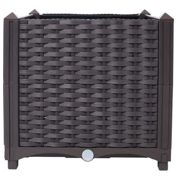 15.75 in. x 15.75 in. x 13.75 in. Brown Self-Watering Deep Raised ...