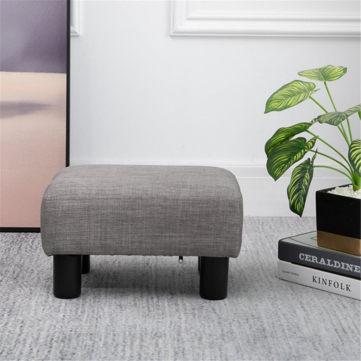 15.75" x 11.5"Modern Upholstered Ottoman, Lightweight Fabric Footstool ...