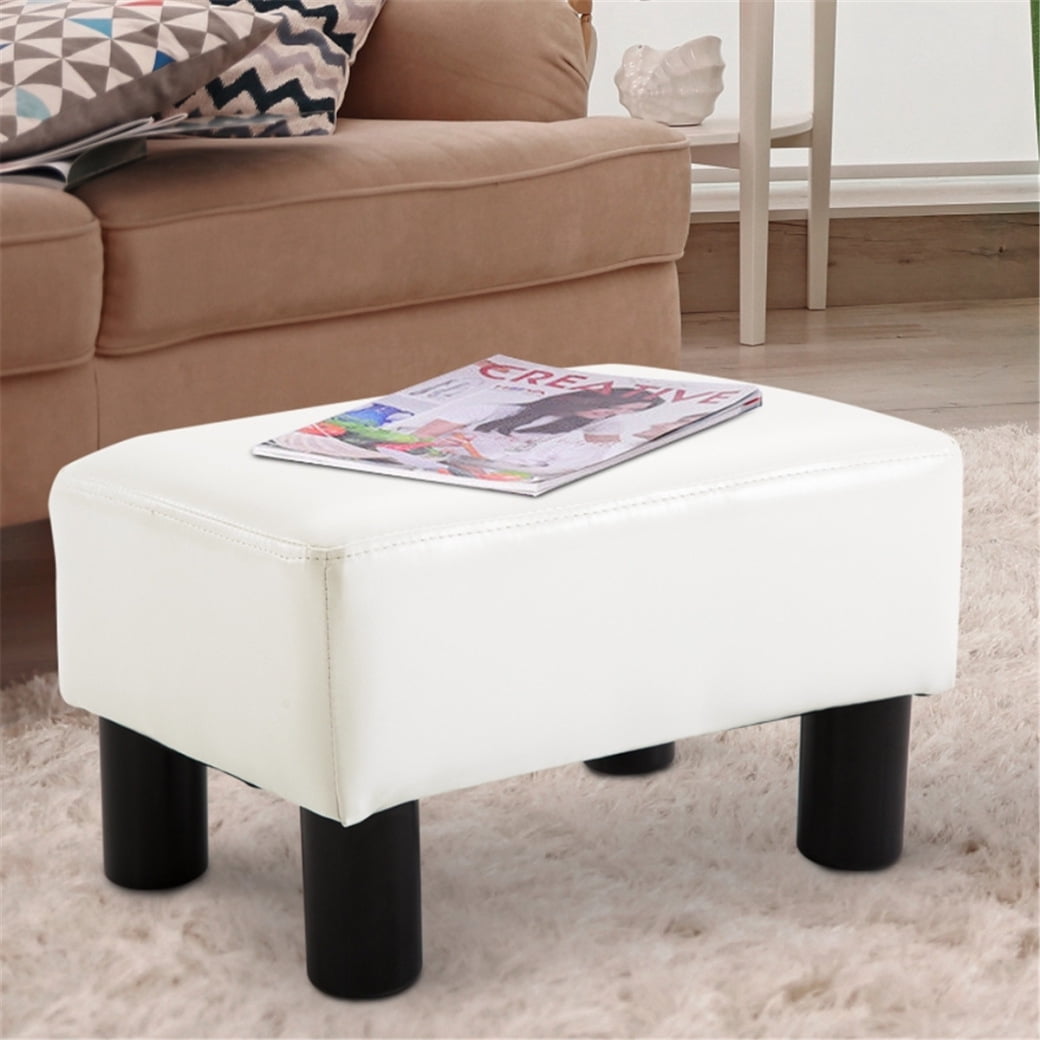 15.75" x 11.5"Modern Upholstered Ottoman, Lightweight PU Footstool with ...