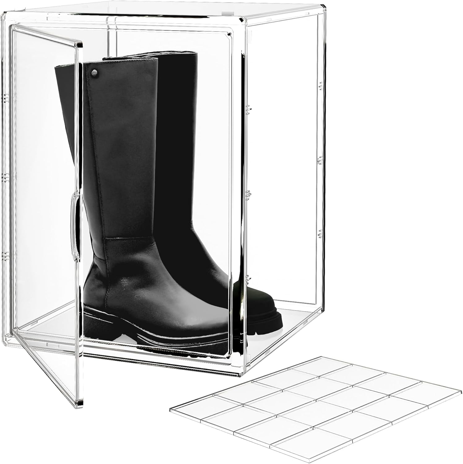 15.75''x11.81''x9.84'' XX-Large Clear Shoe Storage Boxes with Divider ...