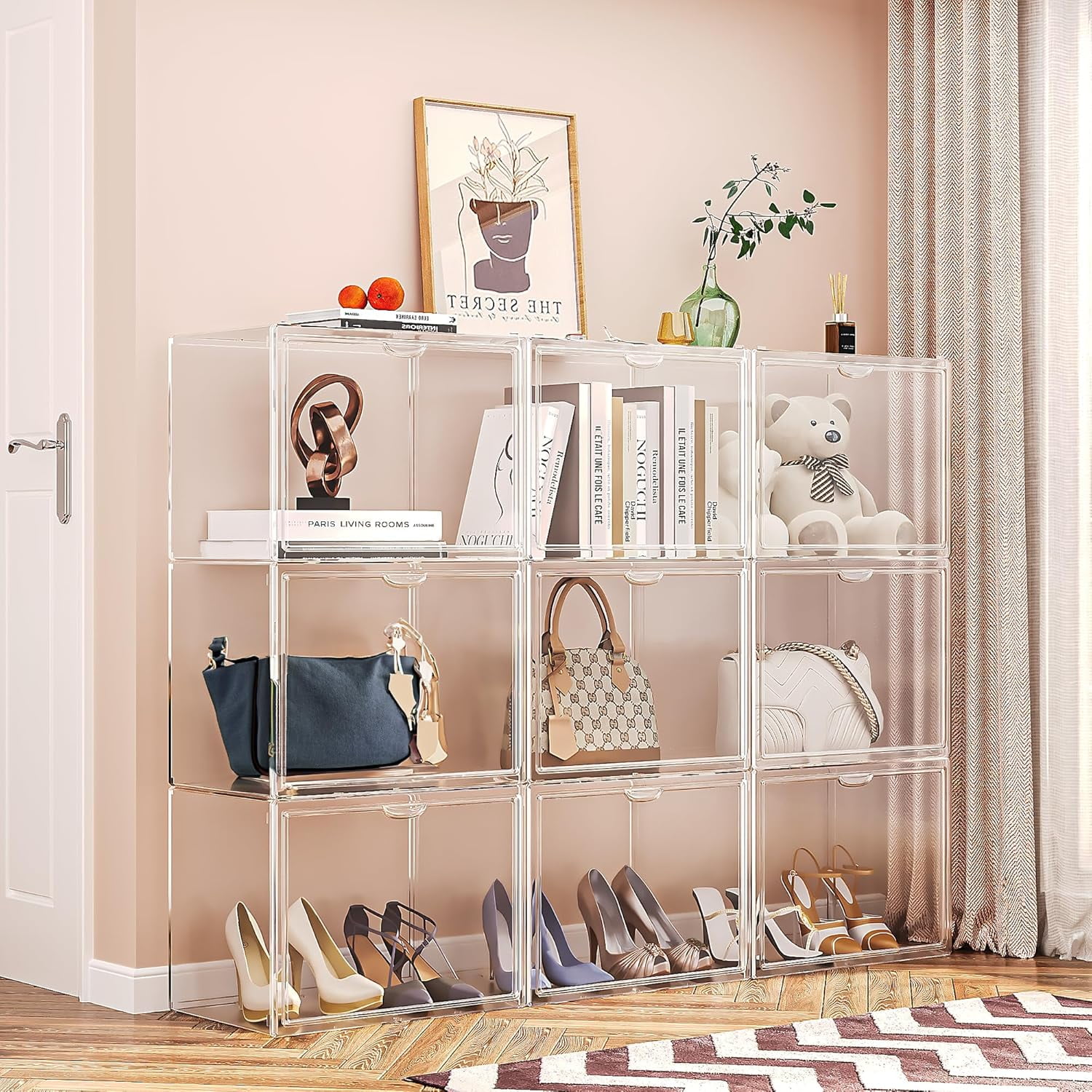 15.75''x11.''x9.84'' XX-Large Clear Shoe Storage Boxes with Divider ...