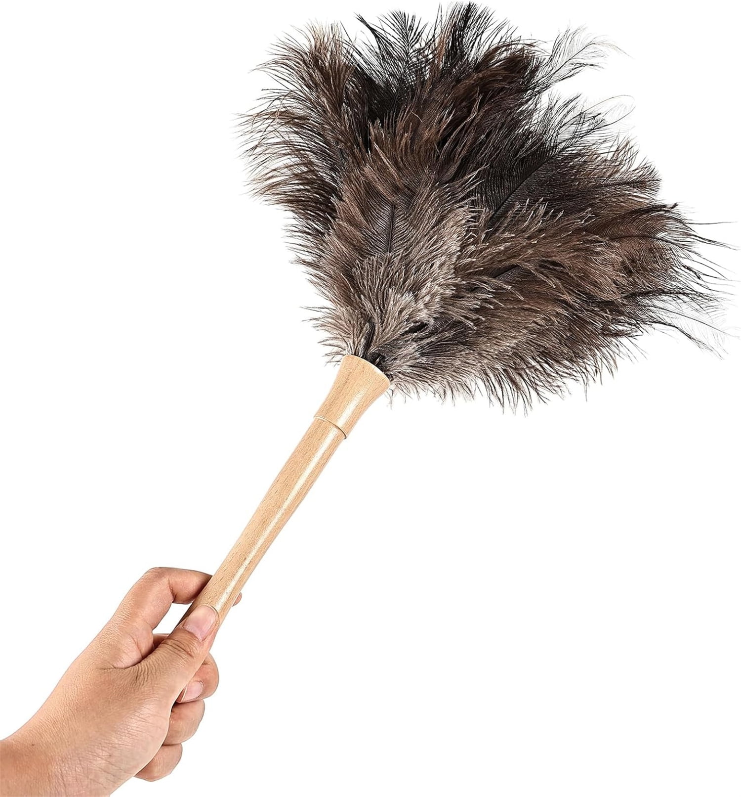 15.75In Wood Handle Ostrich Feather Duster,Reusable Handheld Ostrich ...