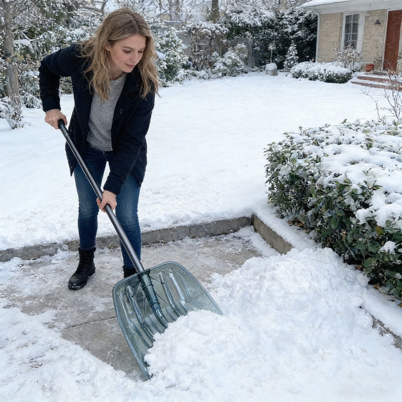 15.75x14.17in Large Snow Shovel for Winter Snow Removal, Outdoor Use ...