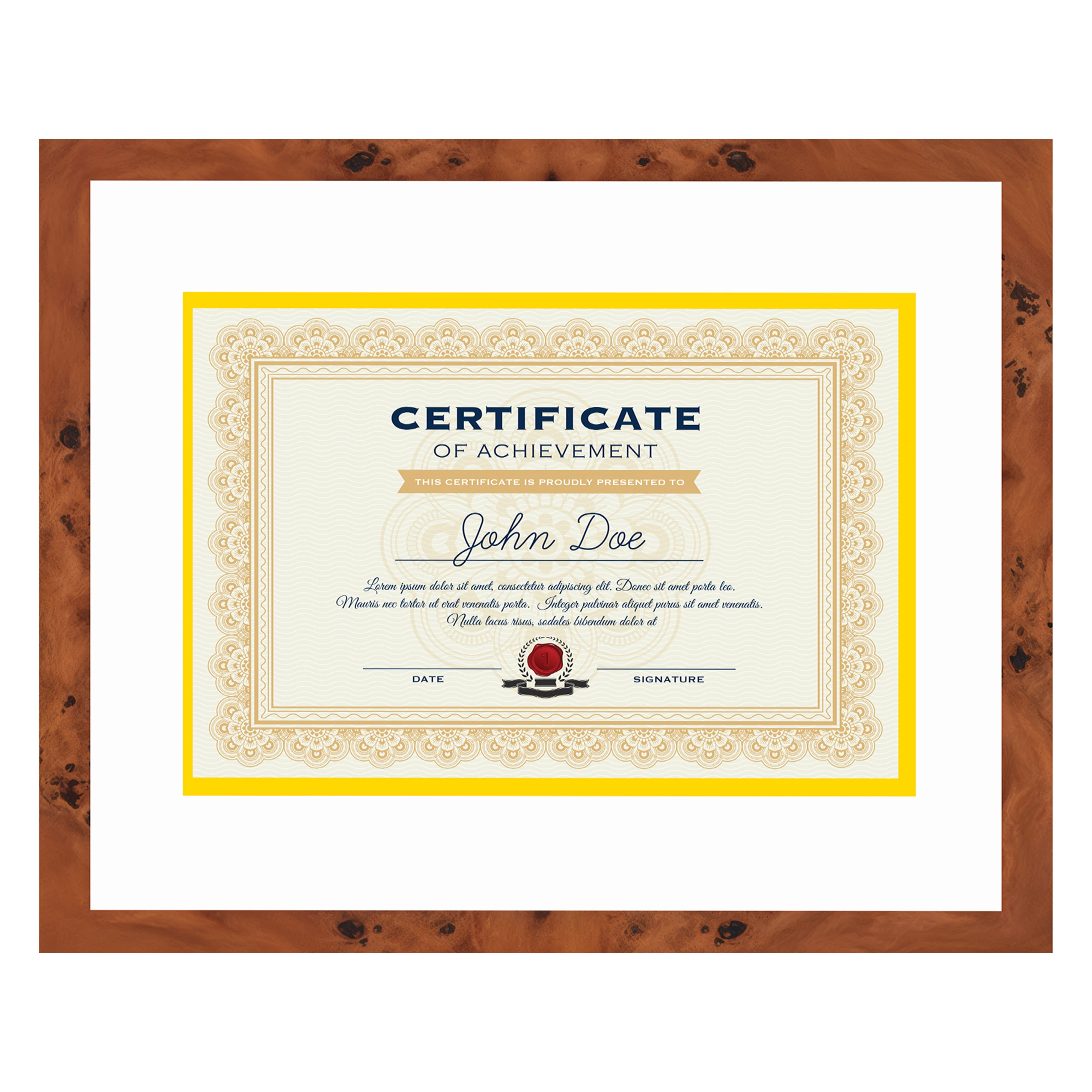 15.75x20 Brown Diploma Frame - White on Gold Double Mat - Displays 11 ...