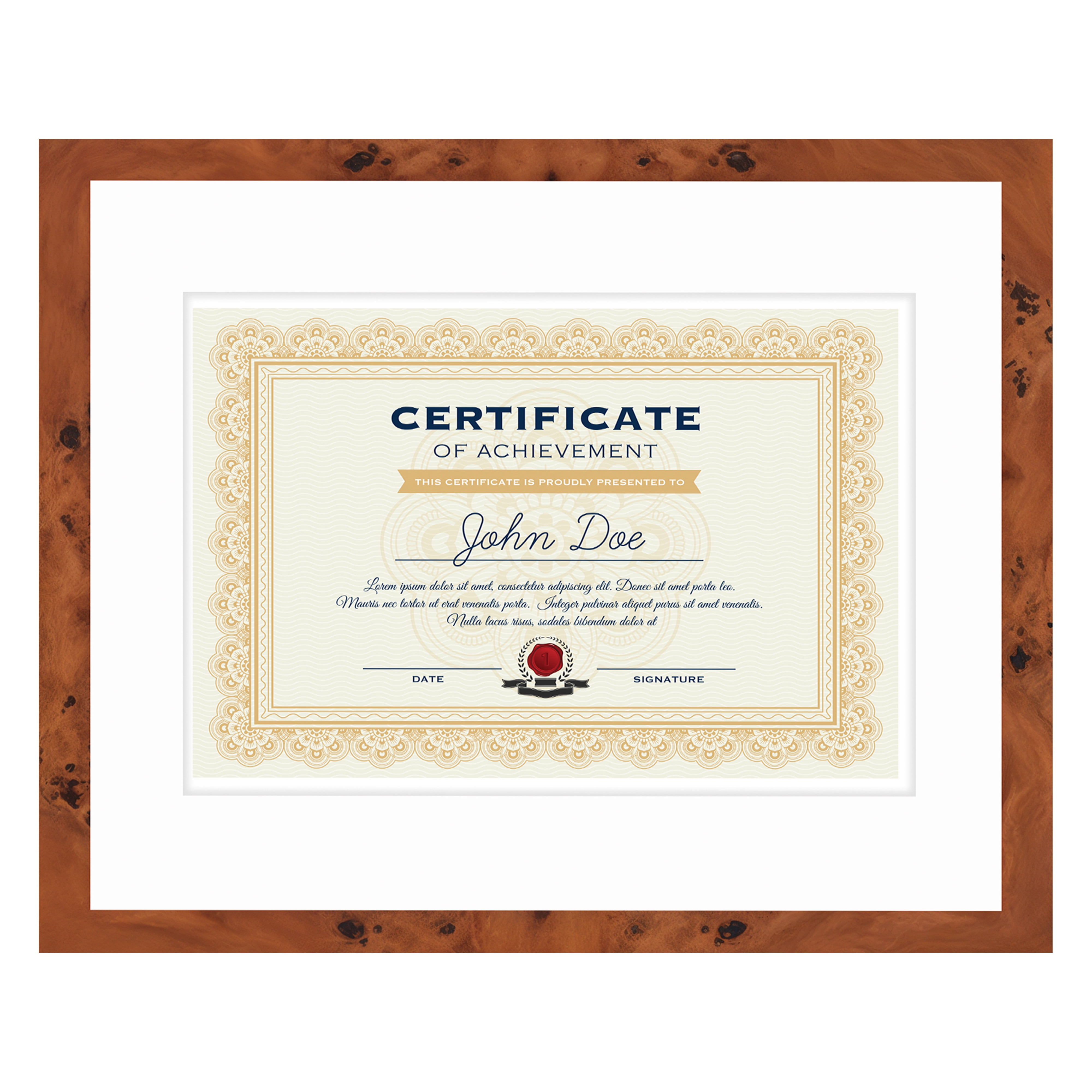 15.75x20 Brown Diploma Frame - White on White Double Mat - Displays 11 ...