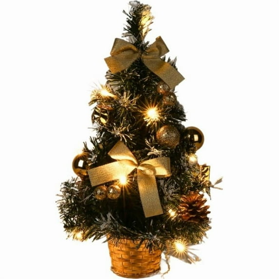 15.76 Inch Mini Tabletop Christmas Tree - 50 LED Lights with Ornaments ...