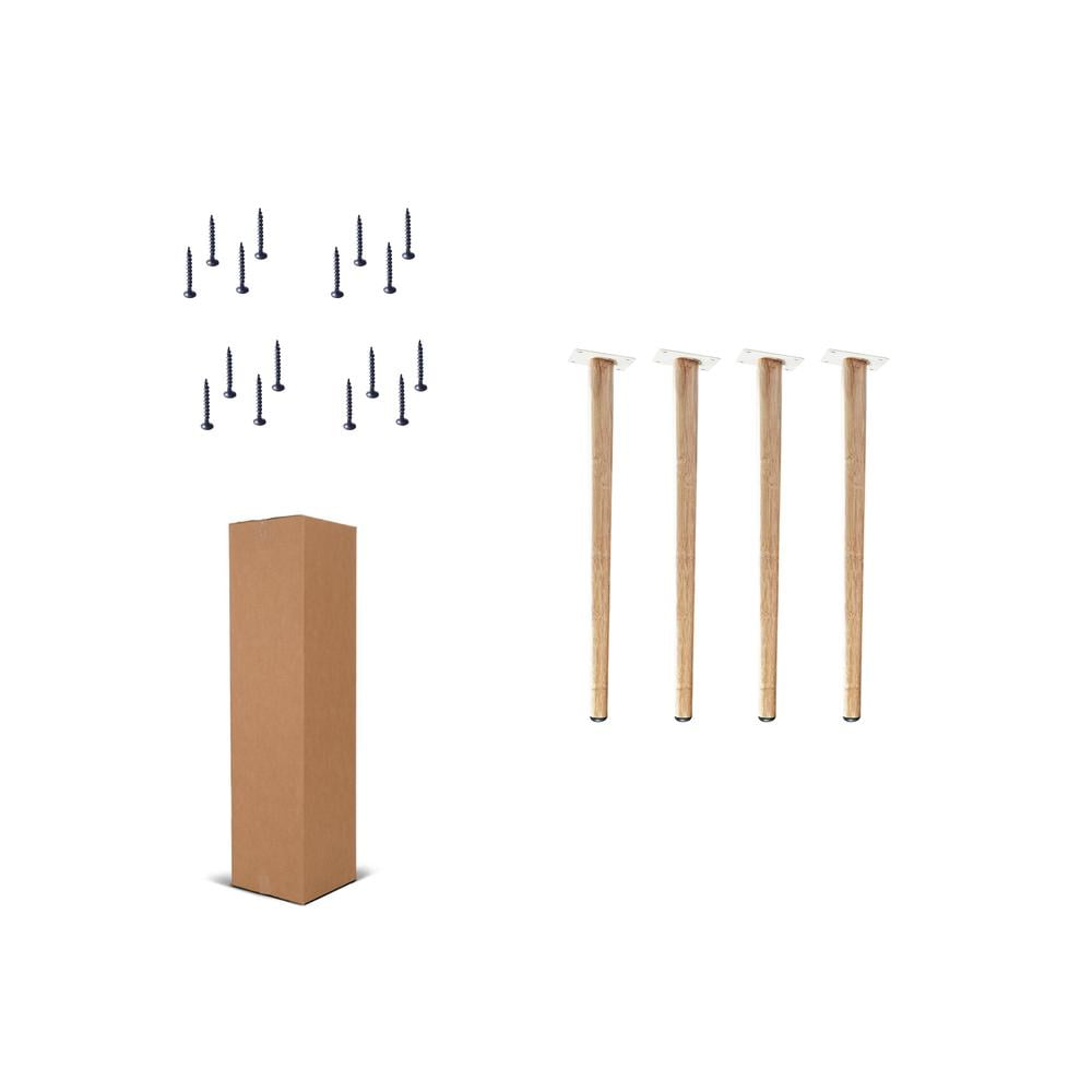 15.78" Round Steel Light Wood Slanted Legs (Set of 4) - Walmart.com