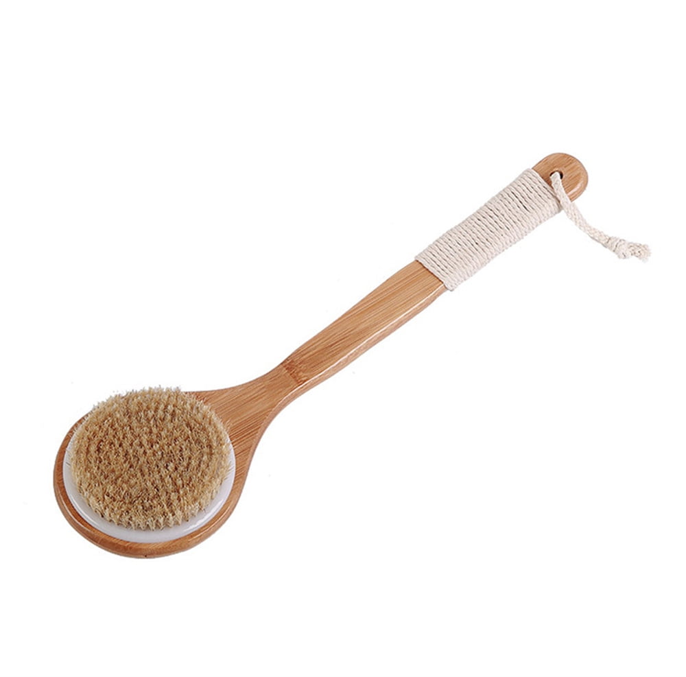 15.7Inch Long Handle Pig Bristles Bathing Brushes,Body Shower Brush ...