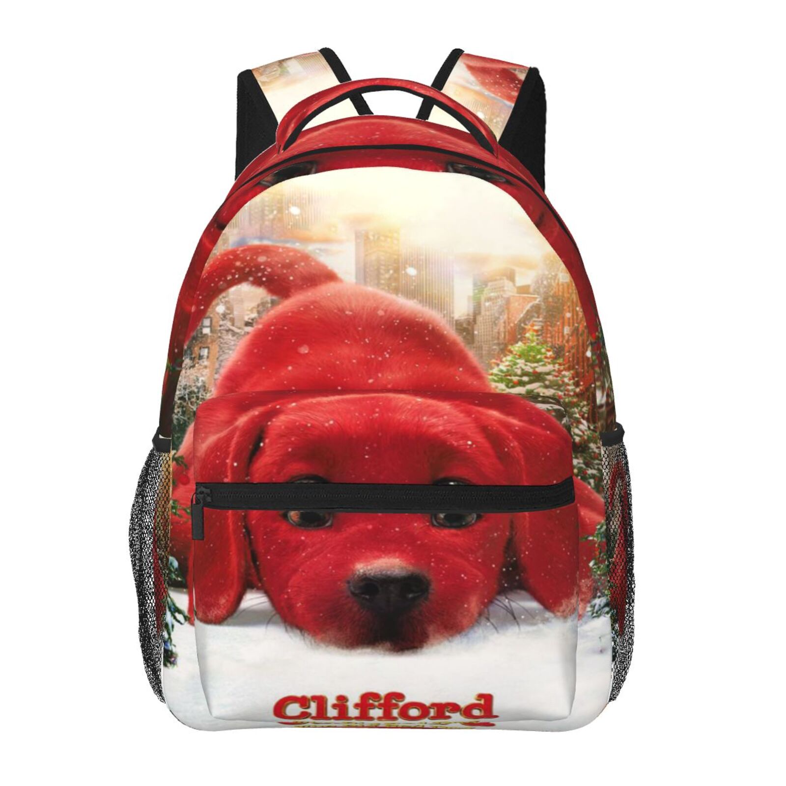 15.7in Clif-ford Red Dog Backpack with Front Pocket Lightweight Bookbag ...