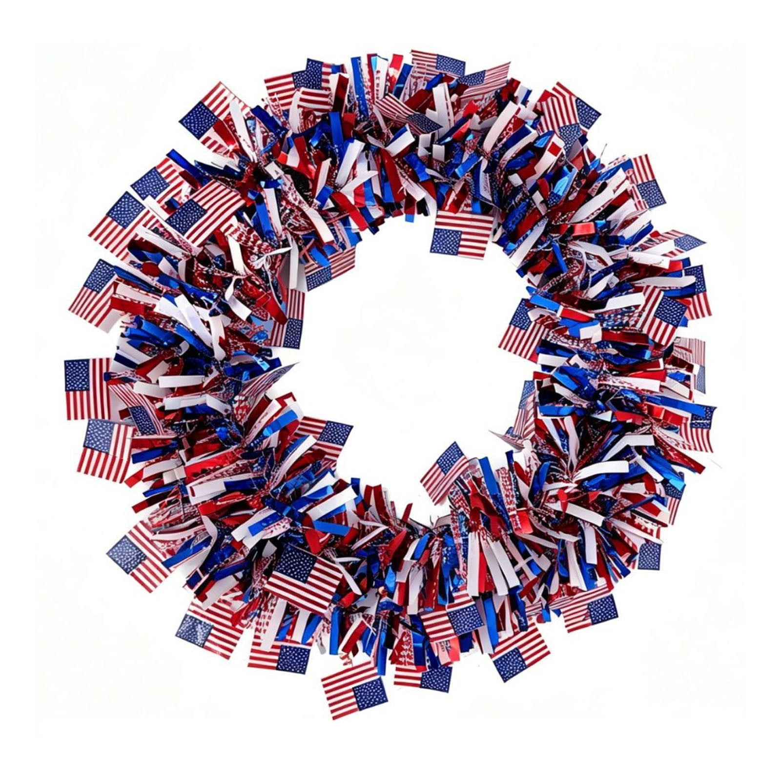 15.7in Independence Day Striped Garland Red White Blue Decorative ...