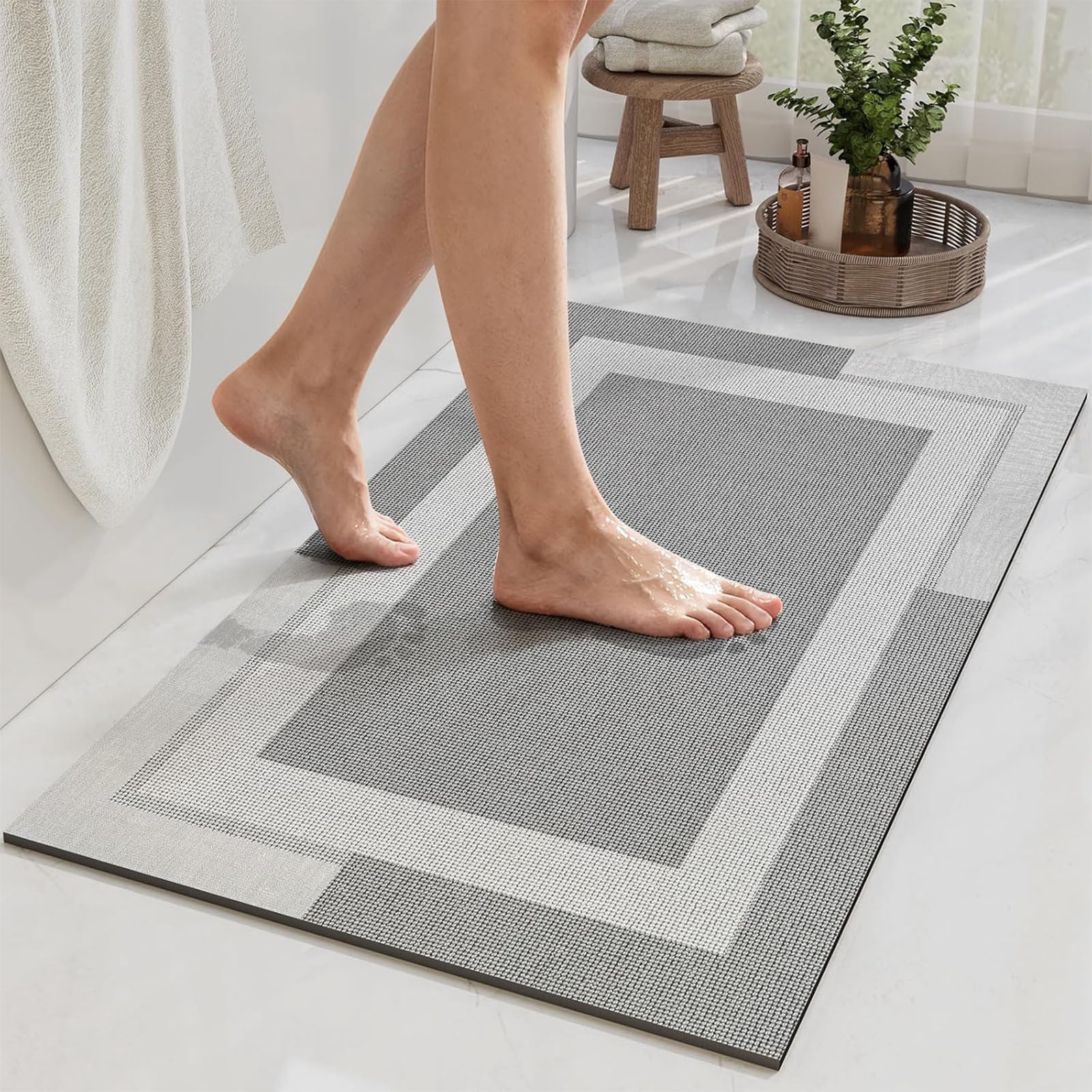 15.7x23.6in Diatomaceous Earth Bath Mat Fast Absorbing Non Slip Rubber ...