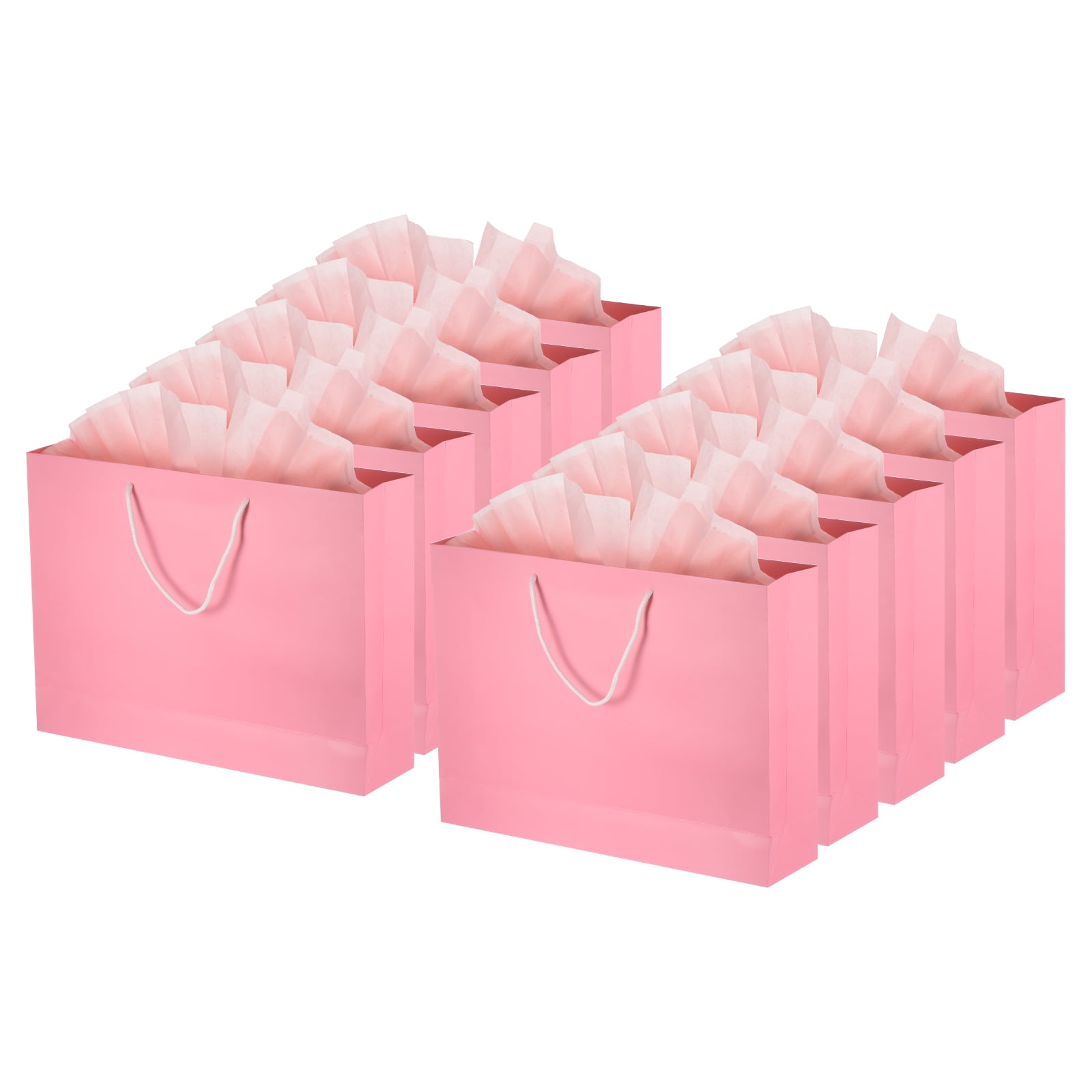 15.7x3.9x11.8" Favor Gift Bags Goodie Tote with Pink Tissue Paper, Pink ...